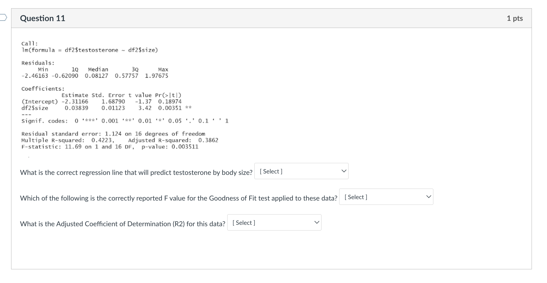 Solved Answer choices for Question 1: a) у = -2312 | Chegg.com