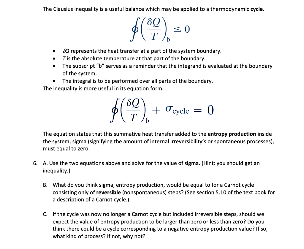 Solved The Clausius inequality is a useful balance which may | Chegg.com