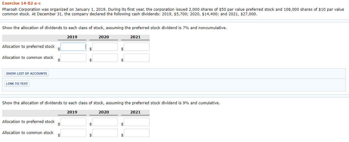Solved Exercise 14-02 a-c Pharoah Corporation was organized | Chegg.com