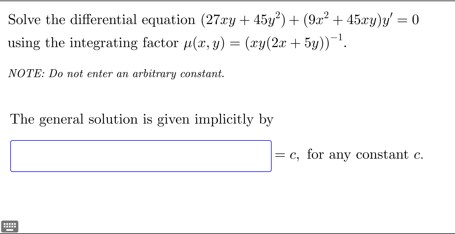 Solved Solve the differential equation | Chegg.com