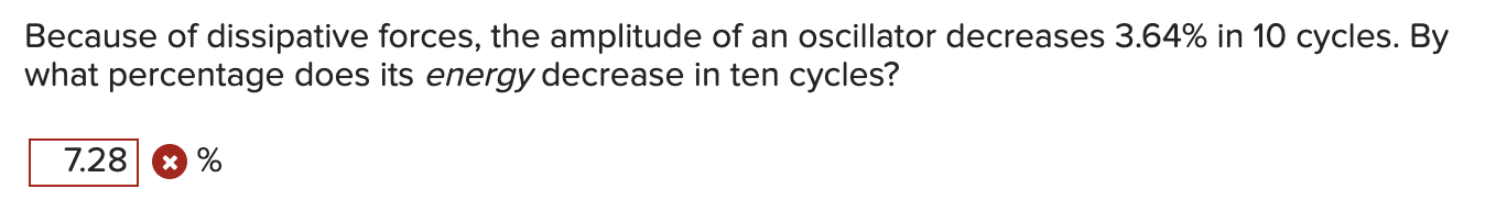 Because of dissipative forces, the amplitude of an | Chegg.com