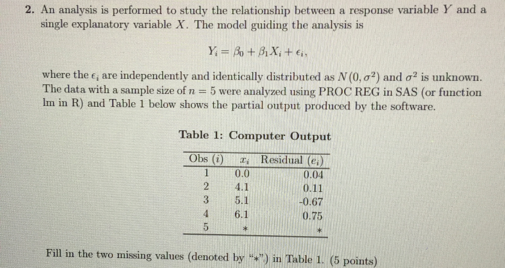 Solved 2. An analysis is performed to study the relationship | Chegg.com