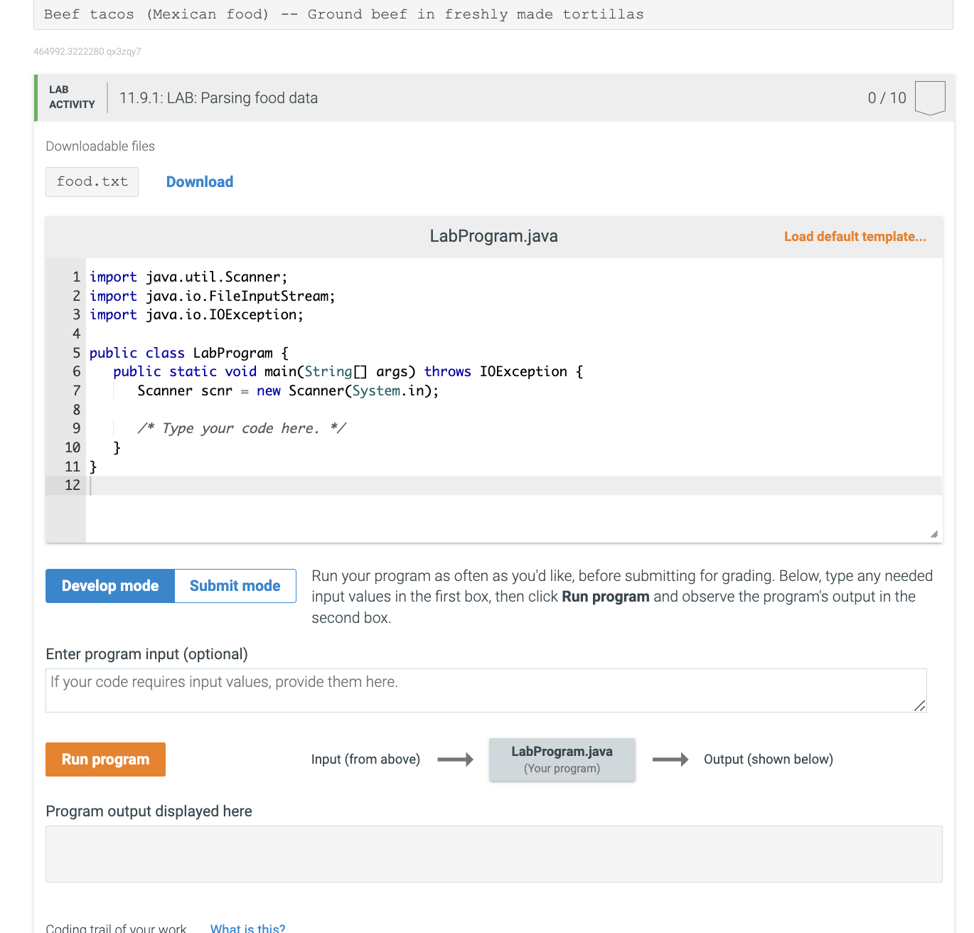 Solved 119 Lab Parsing Food Data Given A Text File 4041