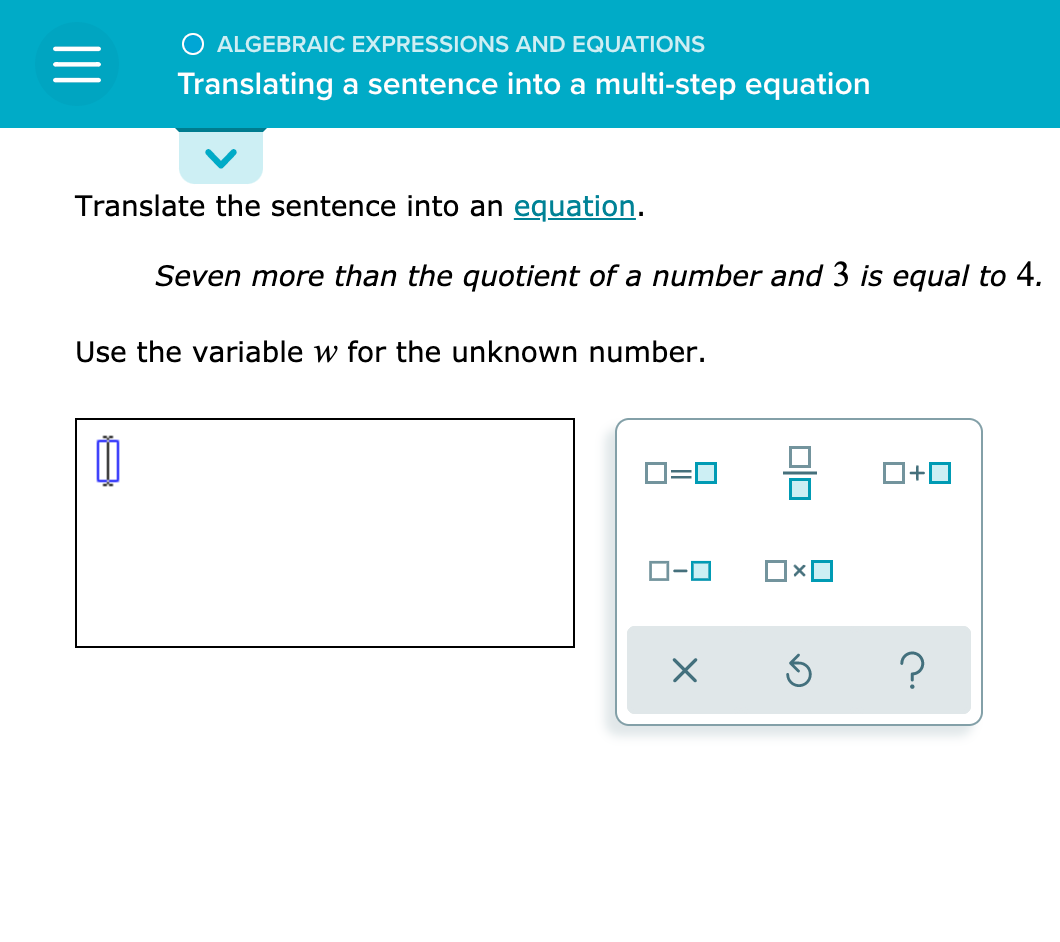 Solved = O ALGEBRAIC EXPRESSIONS AND EQUATIONS Translating a | Chegg.com