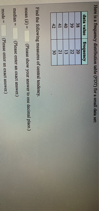 Solved Here is a frequency distribution table (FDT) for a | Chegg.com