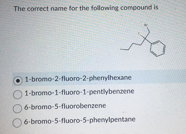 Solved The correct name for the following compound is | Chegg.com