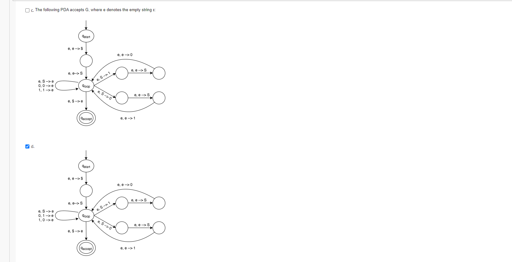 Solved QUESTION 1 25 F Given a PDA shown below, select all | Chegg.com