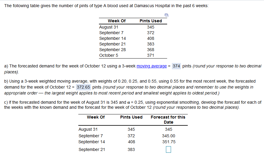 Solved The following table gives the number of pints of type | Chegg.com
