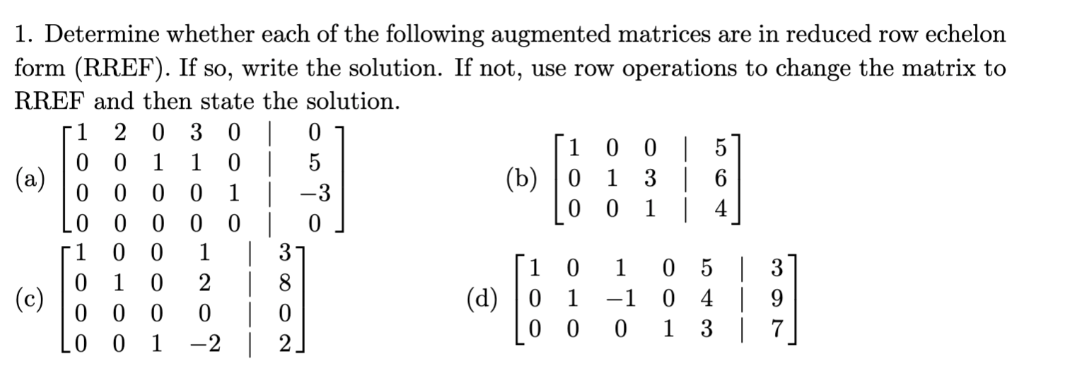 Solved Determine whether each of the following augmented | Chegg.com