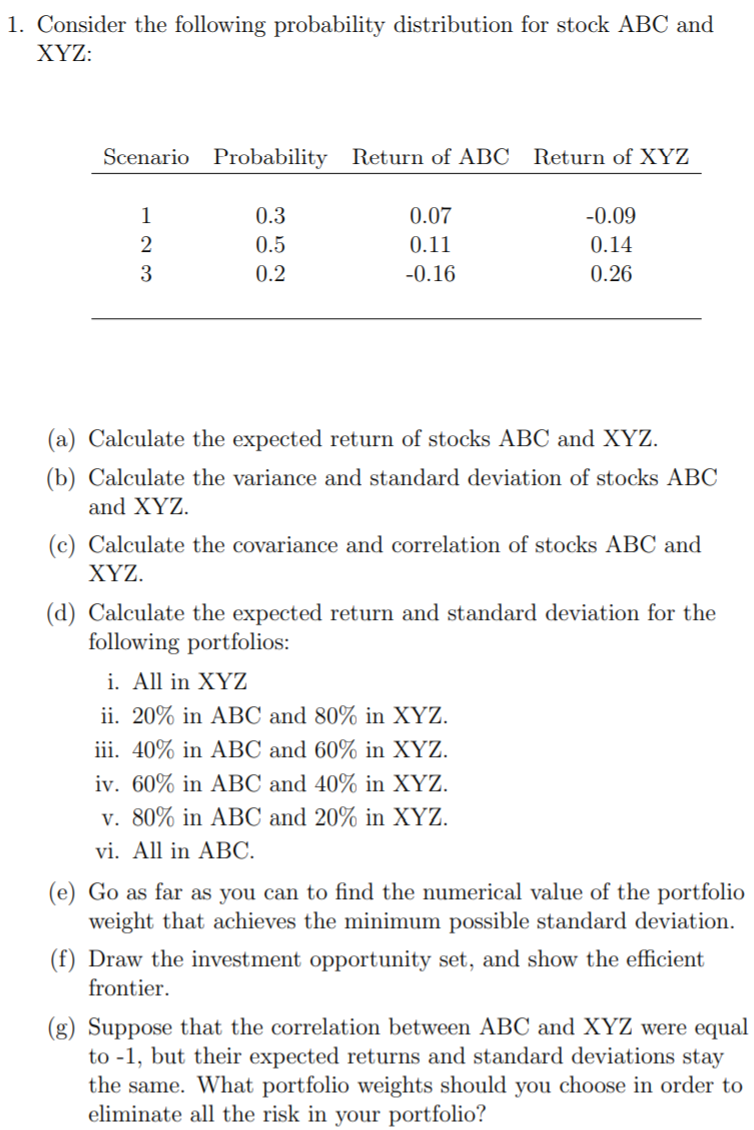 Solved 1. Consider the following probability distribution | Chegg.com