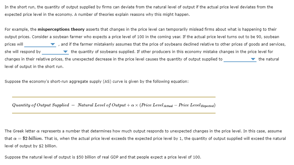 Solved In the short run, the quantity of output supplied by | Chegg.com