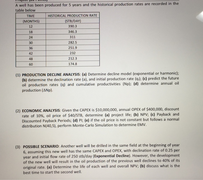 Solved A well has been produced for 5 years and the | Chegg.com
