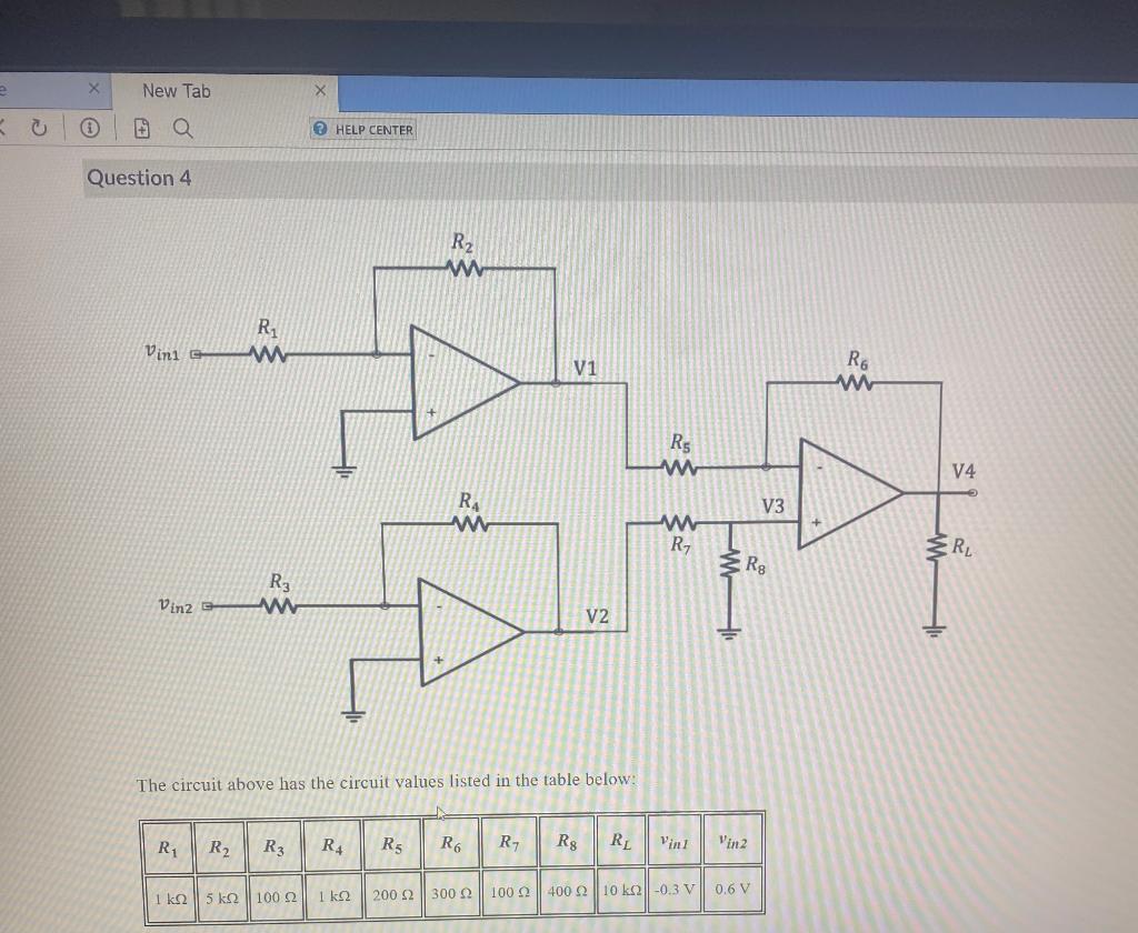 Solved The circuit above has the circuit values listed in | Chegg.com