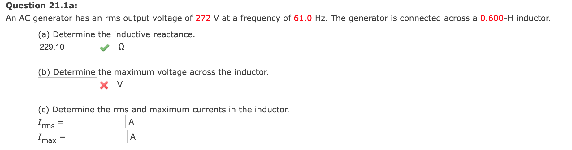 Solved An AC generator has an rms output voltage of 272 V at | Chegg.com
