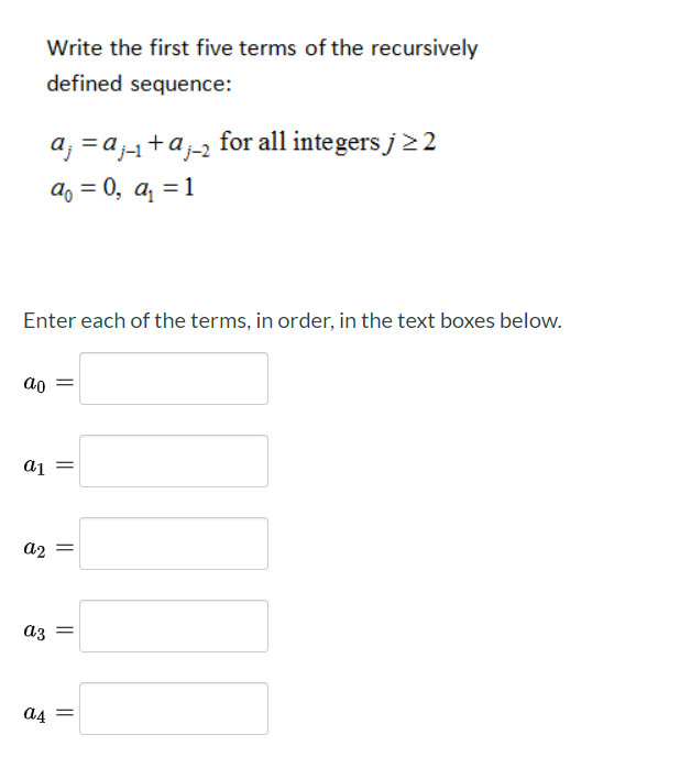 Solved Write the first five terms of the recursively defined | Chegg.com