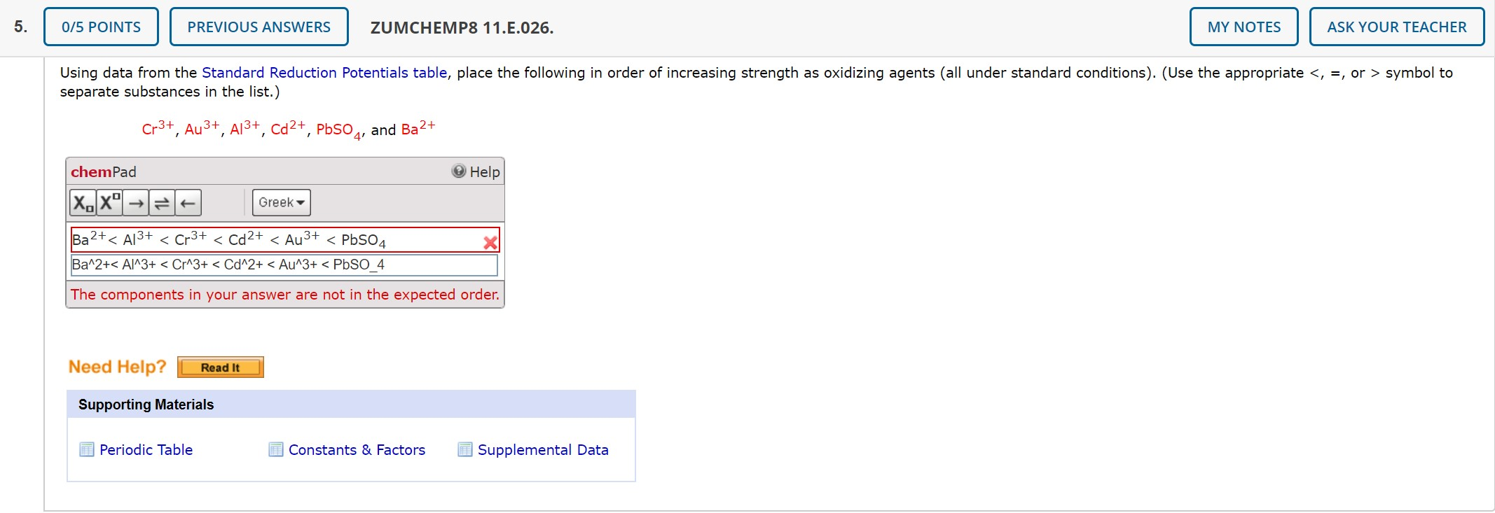 Solved Using data from the Standard Reduction Potentials | Chegg.com