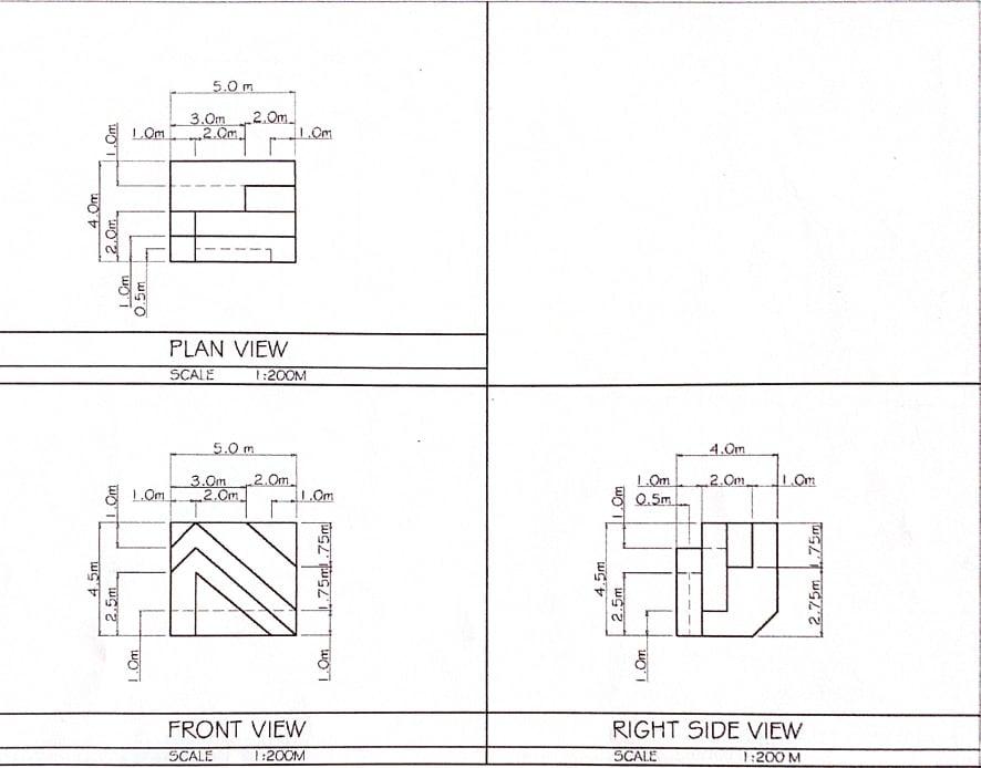 Solved 1. Given the orthographic views, show the ISOMETRIC | Chegg.com
