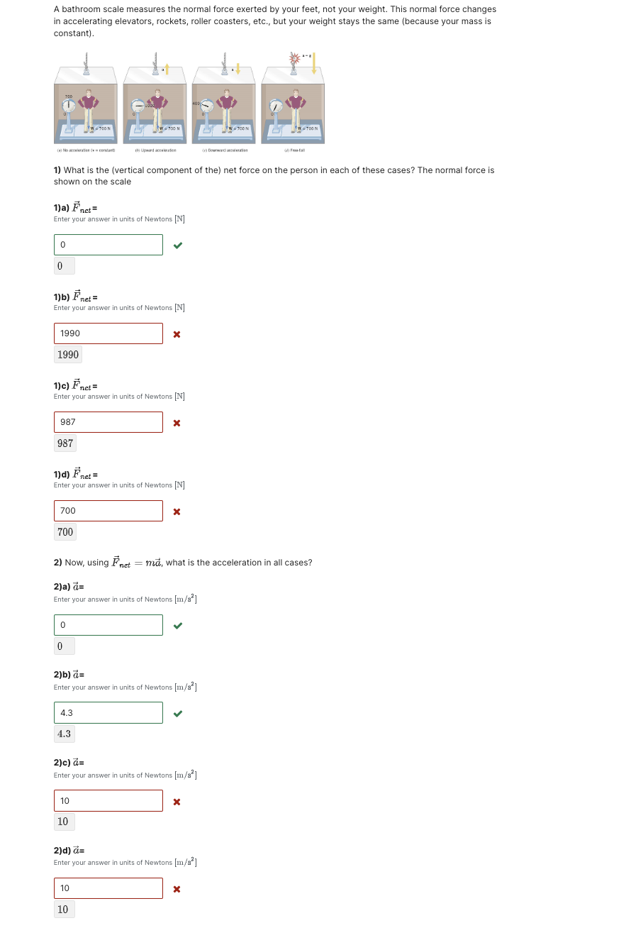 Solved A bathroom scale measures the normal force exerted by | Chegg.com