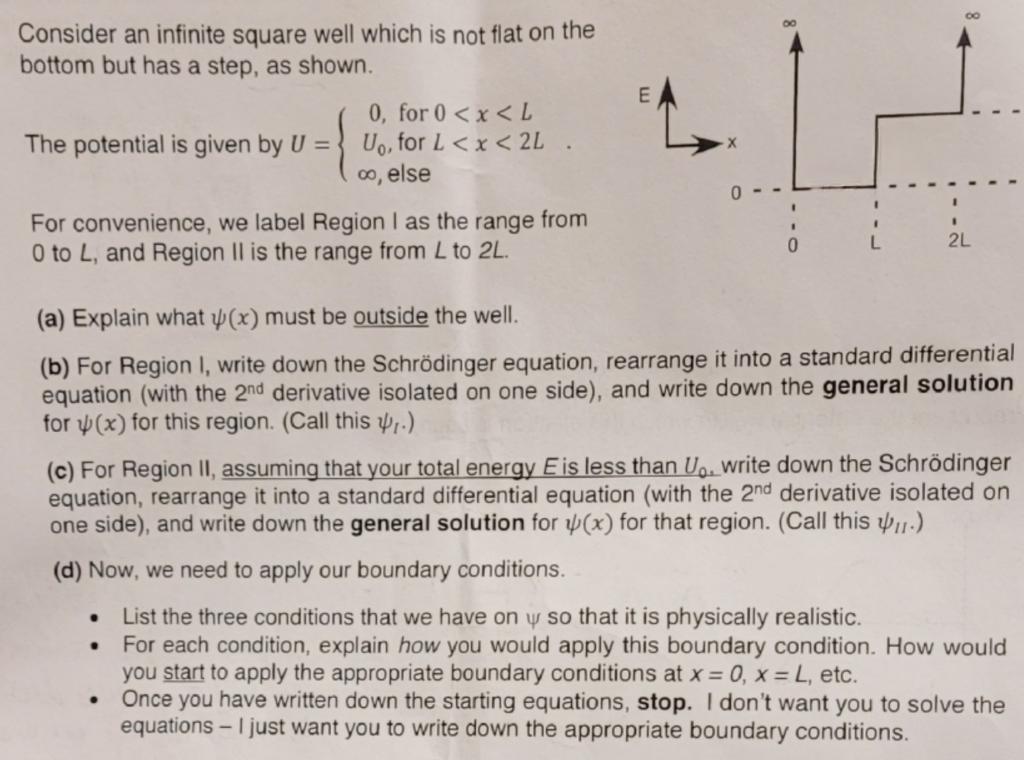 Solved Consider an infinite square well which is not flat on | Chegg.com