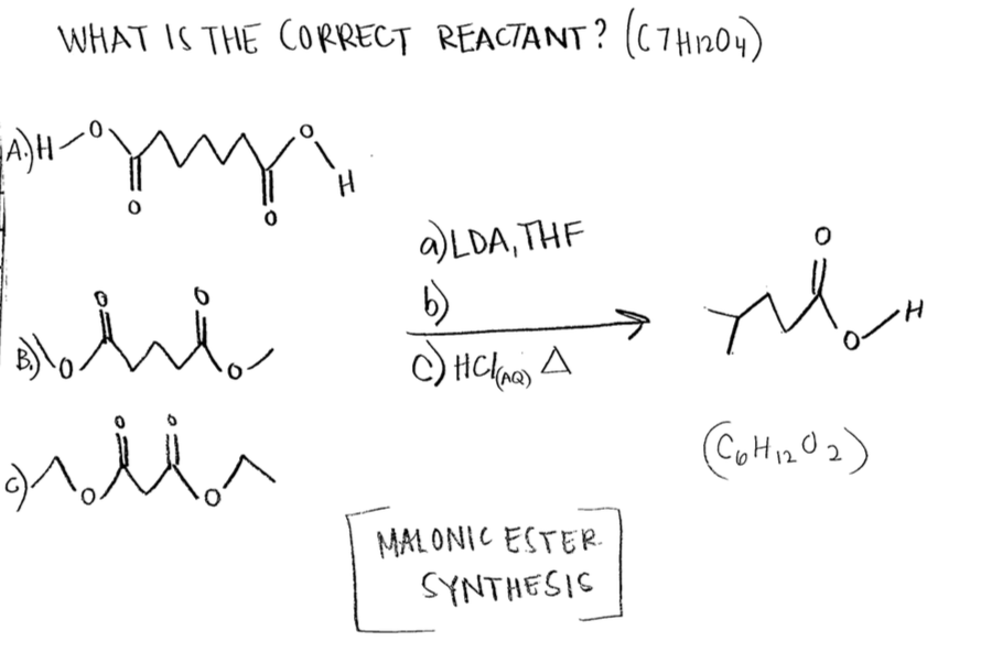 Solved WHAT IS THE CORRECT REACTANT? (C7H12O4) | Chegg.com
