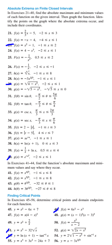Solved Absolute Extrema on Finite Closed Intervals In | Chegg.com
