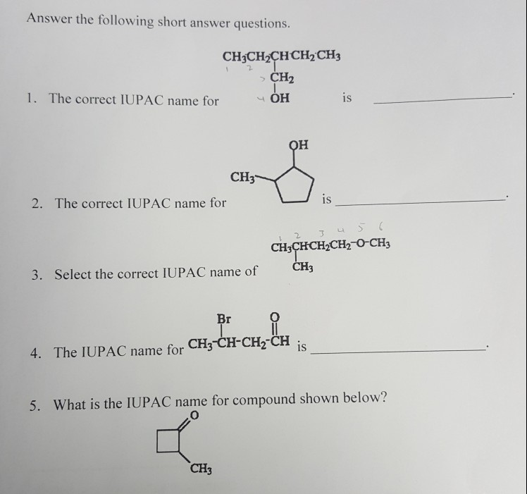 Solved Answer the following short answer questions. | Chegg.com