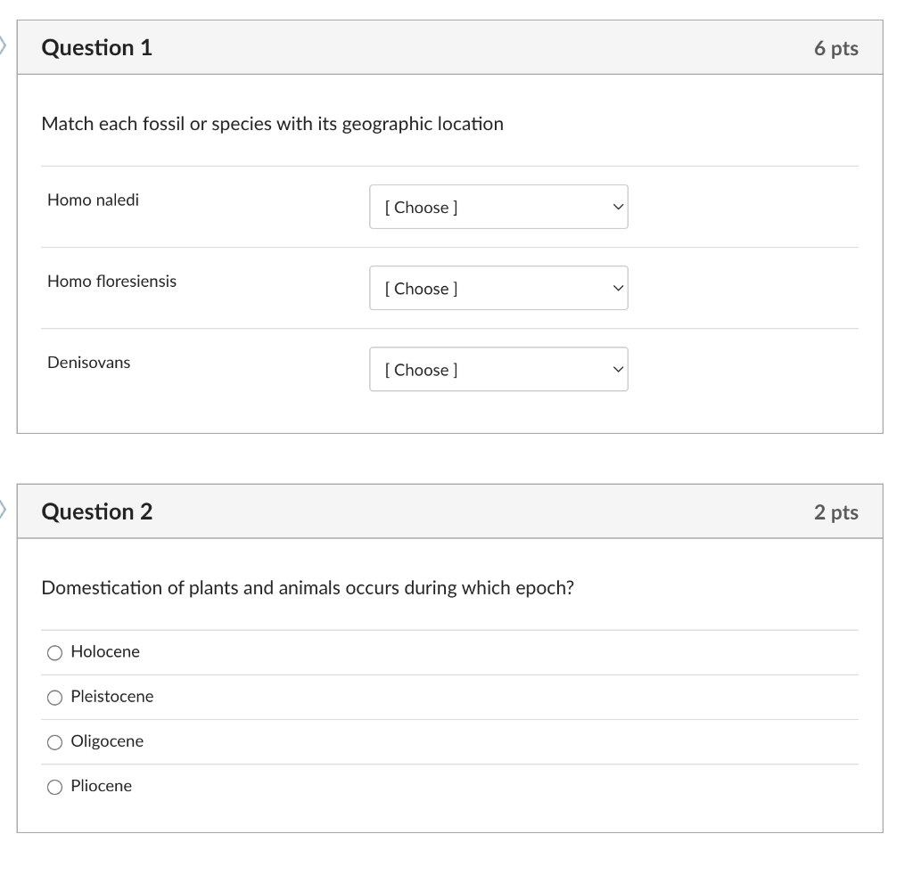 Solved Match each fossil or species with its geographic | Chegg.com