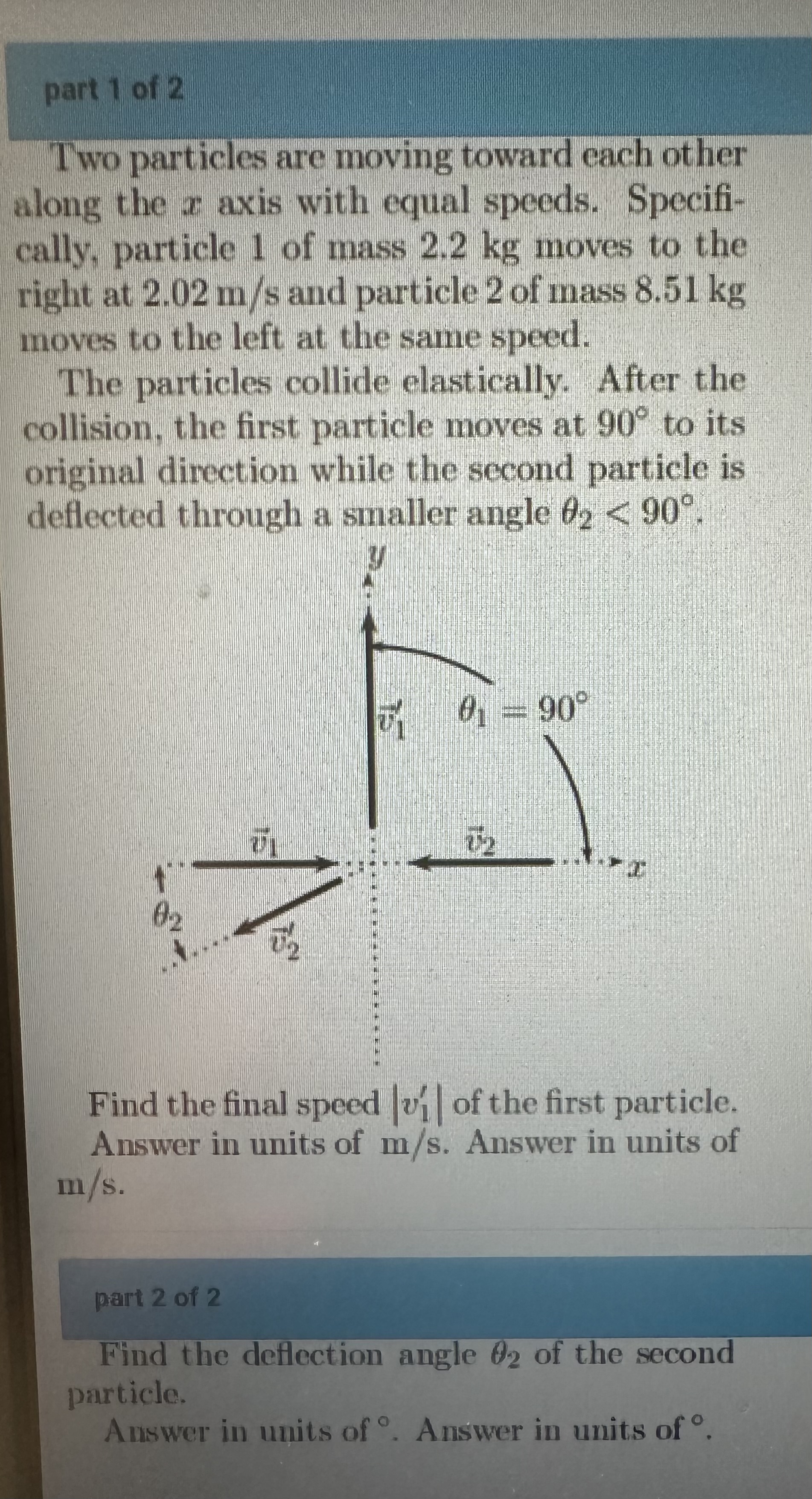 Solved Two particles are moving toward each otheralong the x | Chegg.com