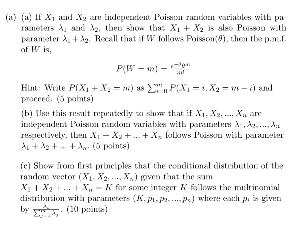 Solved (a) (a) If Xį and X2 are independent Poisson random | Chegg.com