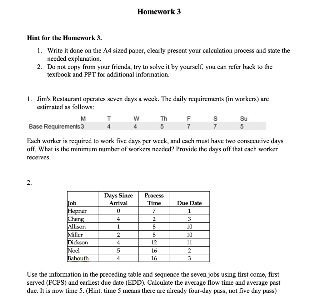 Solved Homework 3 Hint for the Homework 3. 1. Write it done | Chegg.com