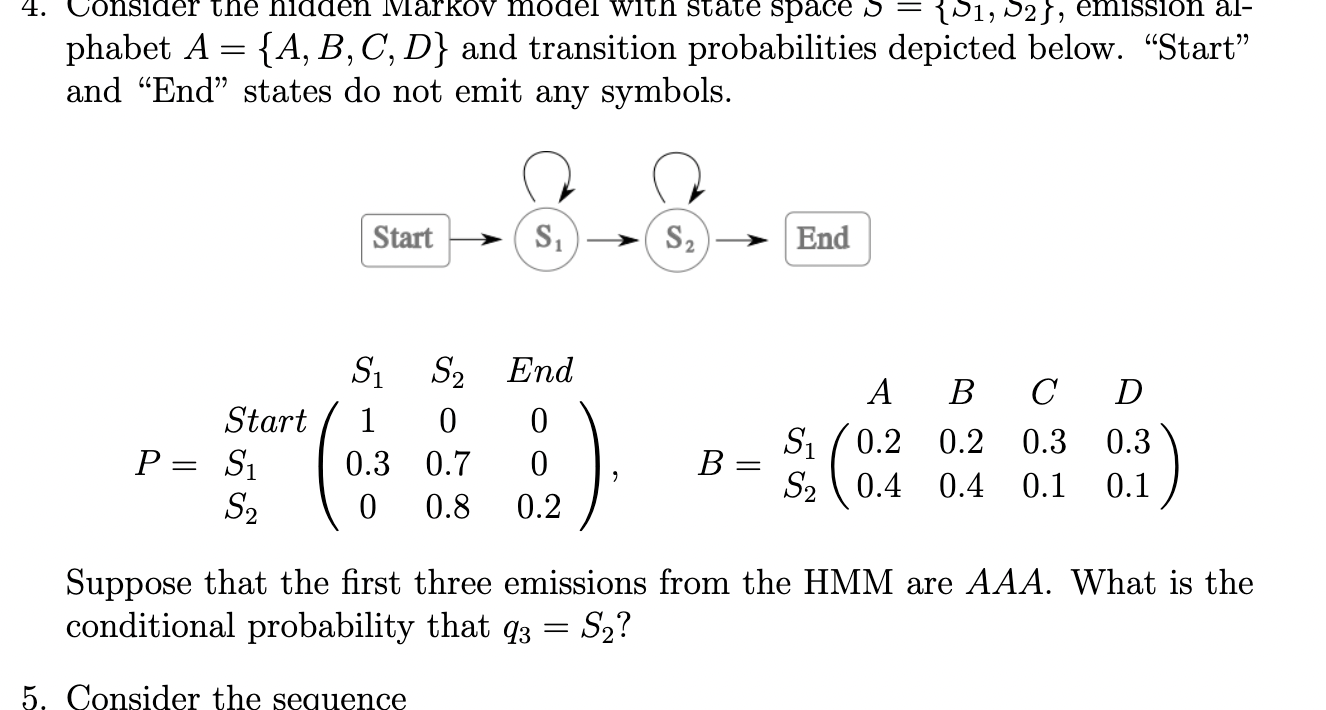 Solved phabet A={A,B,C,D} and transition probabilities | Chegg.com