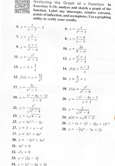 Solved Analyzing the Graph of a Function In Exercises 5-34, | Chegg.com