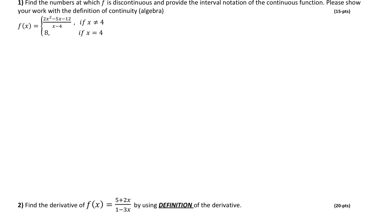 Solved (c) y=xtanx (20-pts) 4) Find the derivative of | Chegg.com