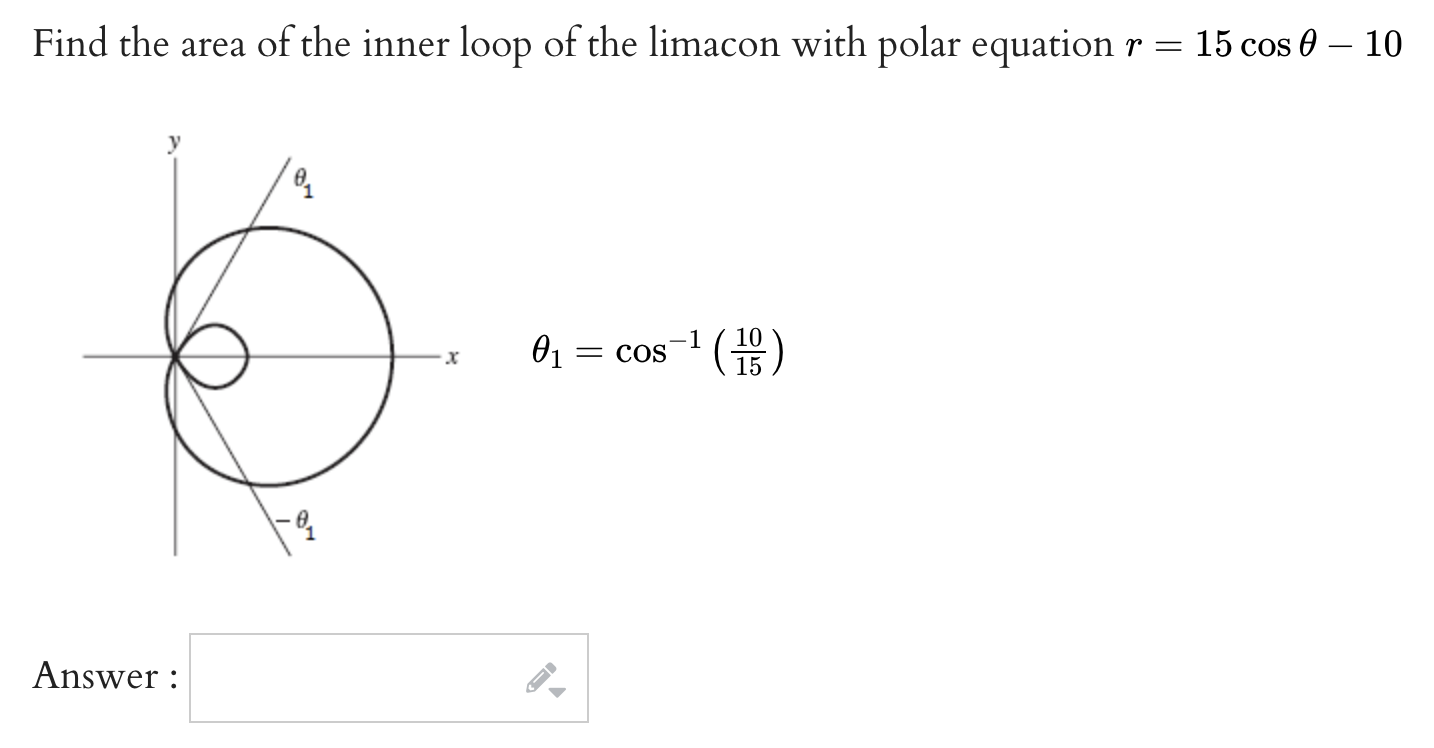Solved Find the area of the inner loop of the limacon with | Chegg.com