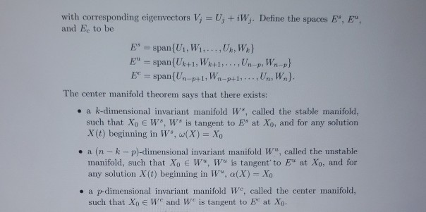 W In this problem, we'll analyze the center manifold | Chegg.com