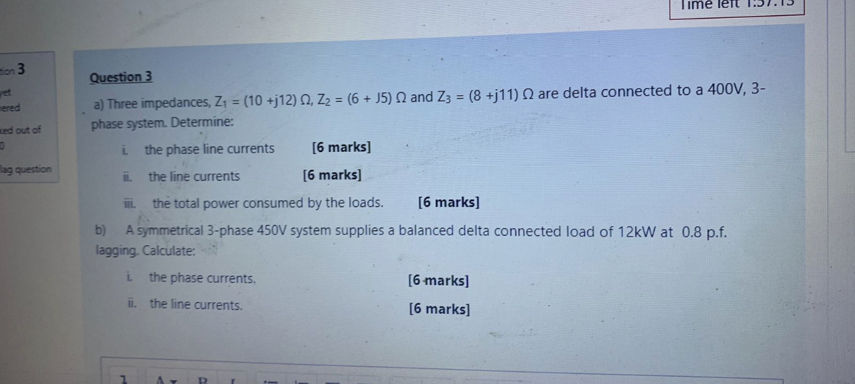 Solved Question 3 a) Three impedances, | Chegg.com