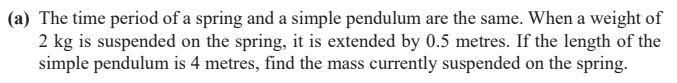 Solved (a) The time period of a spring and a simple pendulum | Chegg.com