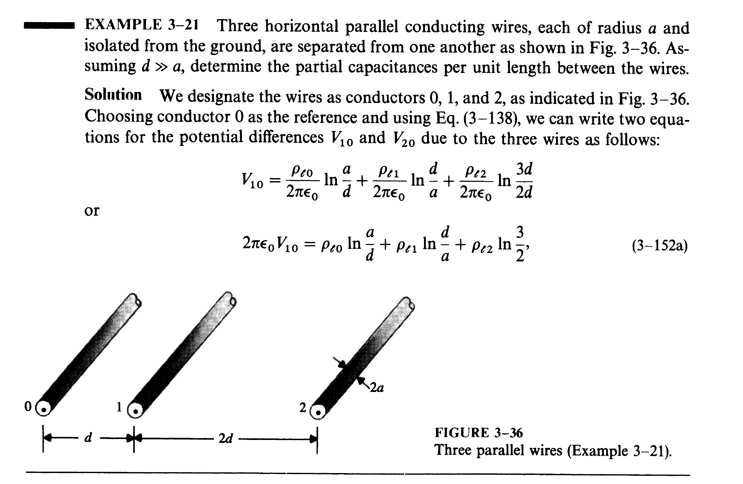 Solved EXAMPLE 3-21 Three horizontal parallel conducting | Chegg.com