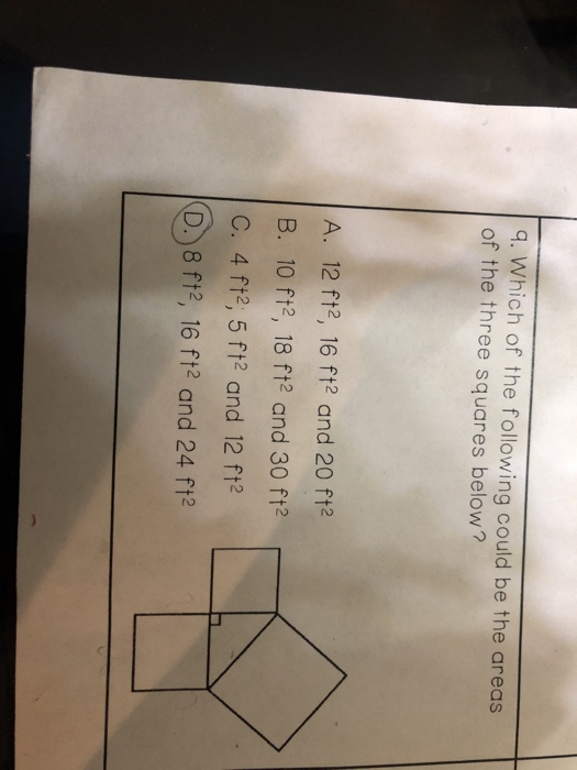 Solved q. Which of the following could be the areas of the | Chegg.com