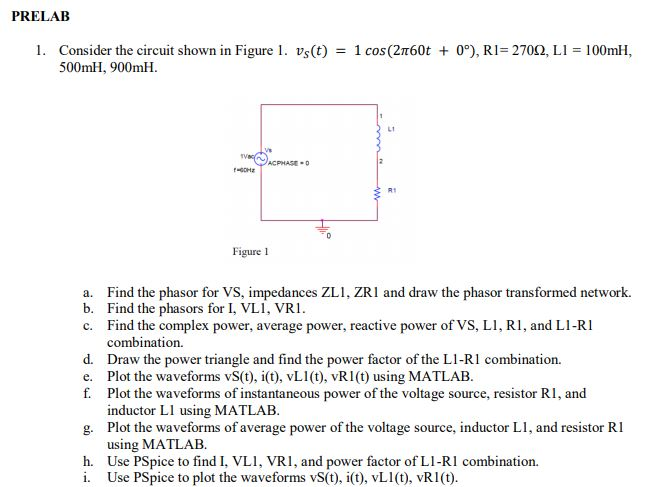 Solved PRELAB l. Consider the circuit shown in Figure I. | Chegg.com