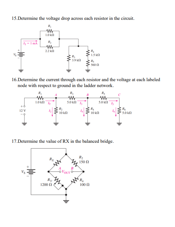 Solved 15.Determine the voltage drop across each resistor in | Chegg.com