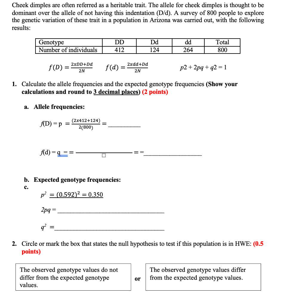 Solved Cheek dimples are often referred as a heritable | Chegg.com