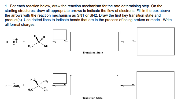 Solved 1. For each reaction below, draw the reaction | Chegg.com