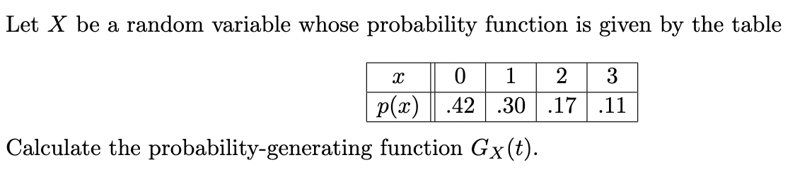 Solved Let x ﻿be a random variable whose probability | Chegg.com