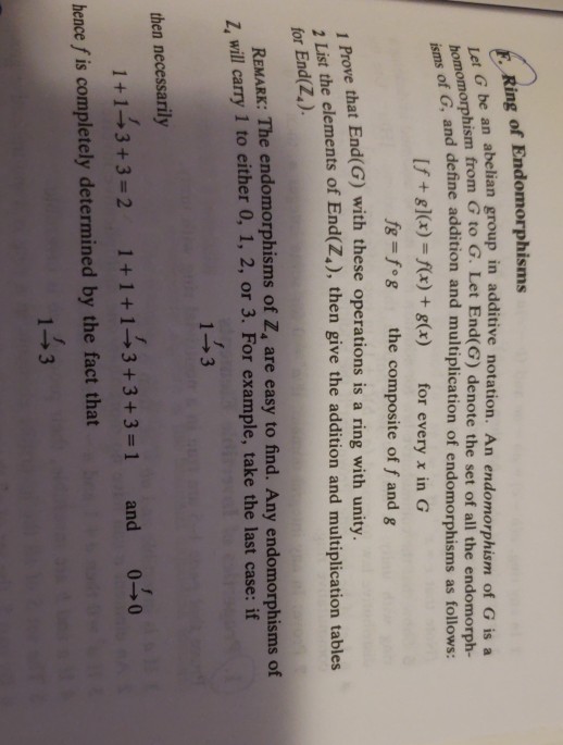 Solved Ring of Endomorphisms an abelian group in additive | Chegg.com