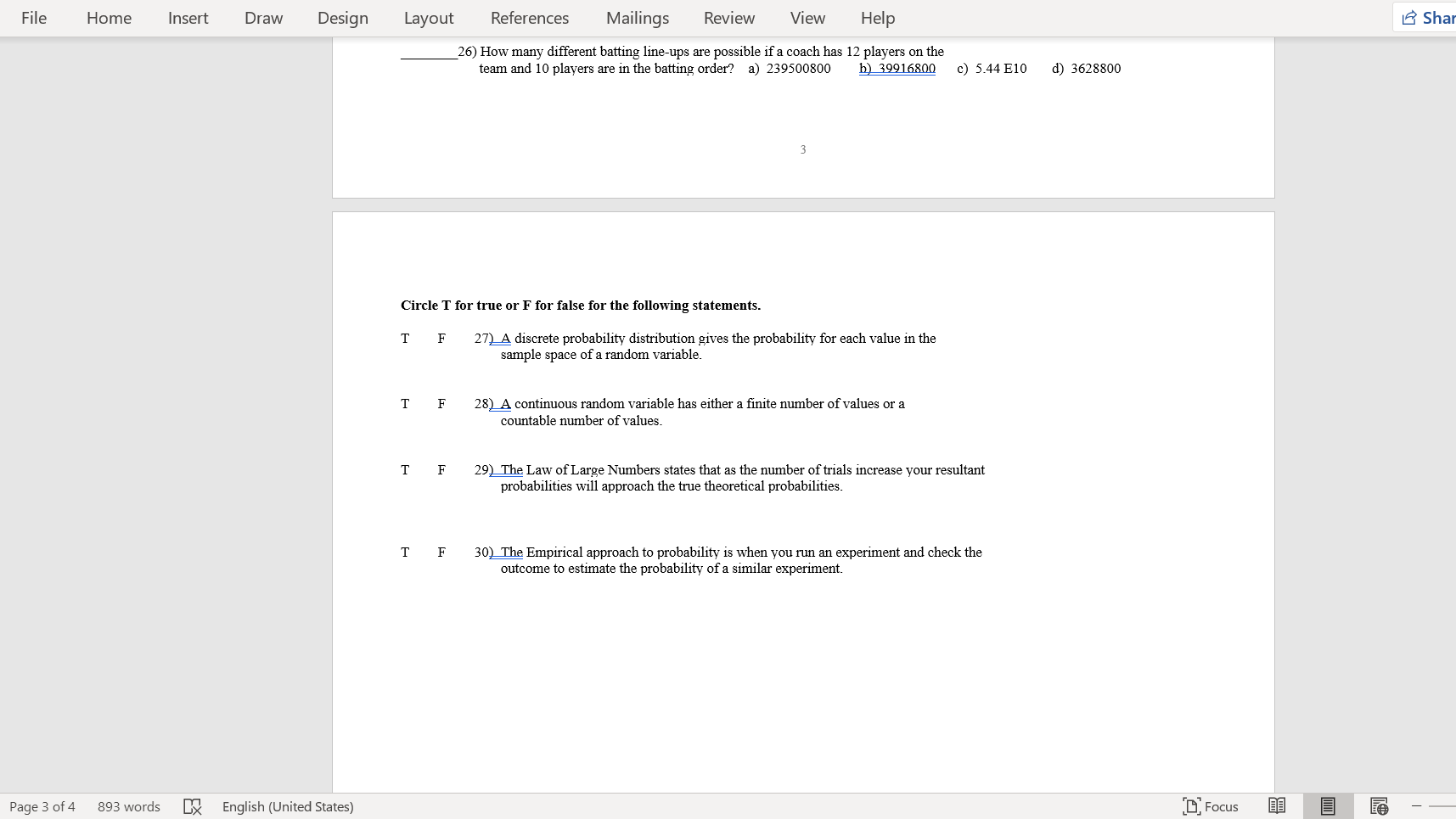 Solved File Home Insert Draw Design Layout References | Chegg.com