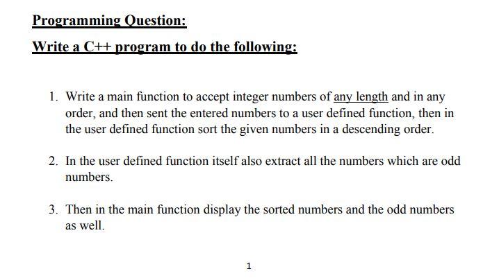Solved Programming Question: Write a C++ program to do the | Chegg.com