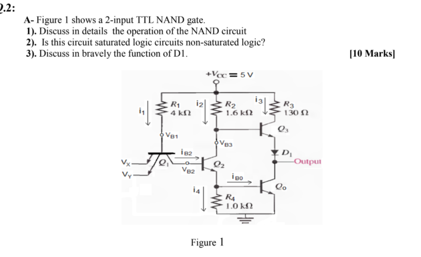 Solved 2.2: A- Figure 1 shows a 2-input TTL NAND gate. 1). | Chegg.com