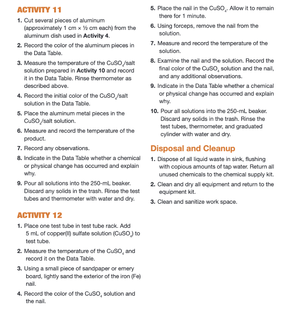 ACTIVITY ACTIVITY 1 1. Place two test tubes in test | Chegg.com
