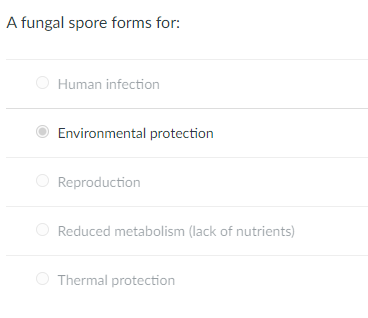 Solved A fungal spore forms for: Human infection | Chegg.com